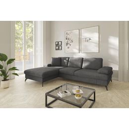 Sit & More Ecksofa SIT & MORE, B:247cm H:83cm T:171cm, grau, 100% Polyester, Wohnzimmer, Sofas, "Morris Jubi L-Form, B: 247 cm", mit Armteilfunktion & 1