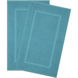Badematte HAMMETEX, H:5mm, blau, Baumwolle, Badematten, "Hotelmatte, Duschvorleger", 2-teiliges Set, einfarbig, 100% Baumwolle