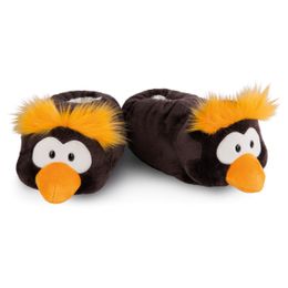 Nici Kinder Plüsch Hausschuhe "Pinguin Frizzy", Gr. 34, schwarz, Textil, Schuhe, Pinguin Hausschuh mit witziger Frisur