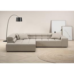 Ecksofa Inosign, B:319cm H:70cm T:215cm, grau, Struktur (85% Polyester, 15% Viskose);Luxus-Microfaser weich (98% Polyester, 2% Nylon);Velours (100%