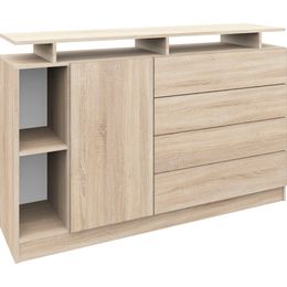 borchardt M&ouml;bel Sideboard BORCHARDT M&Ouml;BEL, B:135cm H:87cm T:35cm, braun, Spanplatte, Wohnzimmer, Sideboards, "Vaasa", moderne grifflose Optik, Push-to-Open-Funktion