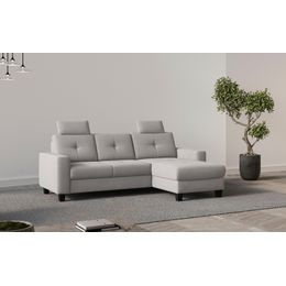 Ecksofa Places of Style, B:239cm H:91cm T:164cm, silber, 90% Polyester 10% Polyamid, Wohnzimmer, Sofas, "Varese", wahlweise mit Bettfunktion und