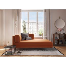Recamiere Home Affaire, B:210cm H:89cm T:104cm, orange, Samtoptik (100% Polyester);Struktur fein (100% Polyester);Samtcord (92% Polyester, 8%
