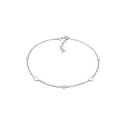 Elli Damen Fu&szlig;kette "Pl&auml;ttchen Basic 925 Silber, mit Kristallen von Swarovski", 22cm, Silber 925 (Sterlingsilber), silber, Silber 925