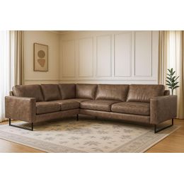 Ecksofa Home Affaire, B:290cm H:85cm T:250cm, braun, Luxus-Microfaser in Lederoptik(100% Polyester);Cord (92% Polyester, 8% Polyamide), Wohnzimmer,