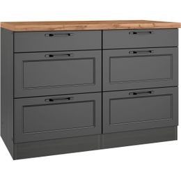 Unterschrank KOCHSTATION, B:120cm H:86cm T:60cm, grau, Holzwerkstoff, MDF, K&uuml;che, Schr&auml;nke, "KS-Lana", Breite 120 cm