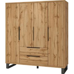 Dreht&uuml;renschrank Home Affaire, B:191cm H:210cm T:60cm, braun, ABS-Kunststoff, Dekorfolie, FSC-zertifizierter Holzwerkstoff, Metall, Schr&auml;nke,