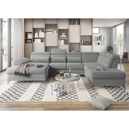 Sit & More Wohnlandschaft SIT & MORE, B:359cm H:87cm T:230cm, grau, 100% Polyester, Sofas, "Cabrio U-Form, B: 359 cm, mit Sitztiefen-, Arm- &
