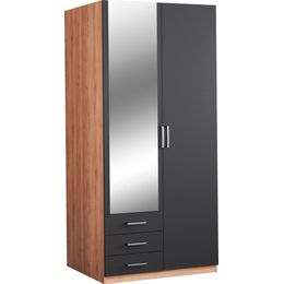 Kleiderschrank Priess, B:94cm H:193cm T:56cm, schwarz, Holzwerkstoff, Schlafzimmer, Schr&auml;nke, "Amsterdam", mit oder ohne LED-Beleuchtung