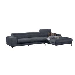 Ecksofa W.Schillig, B:343cm H:70cm T:193cm, blau, Chenille-Flachgewebe R66 (85% Polyester, 15% Nylon), Wohnzimmer, Sofas, "piedroo, Designsofa mit