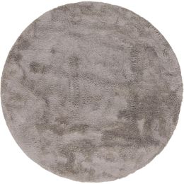 Teppich CarpetFine, H:20mm &Oslash;:120cm, beige, Mikropolyester, Wohnzimmer, Teppiche, "Silky", Shaggy, Langflor, uni, besonders weich, handarbeit
