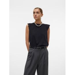V&eacute;ro Moda VERO MODA Damen T-Shirt "VMEMILY SL GATHERING TOP JRS NOOS", schwarz, Gr. S, unifarben, Jersey, Obermaterial: 100% Baumwolle, Shirts