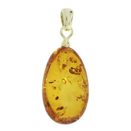 OSTSEE-SCHMUCK Damen Kettenanh&auml;nger "- Tropfen flach, ca. 22 mm lang - Gold 585/000 - Bernstein -", Bernstein, gold, Bernstein, Schmuckanh&auml;nger