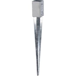 Alberts Einschlag-Bodenh&uuml;lse, &Oslash; 11mm, grau, Bodenanker, feuerverzinkt, 61 x 61 mm, Gesamtl&auml;nge 750 mm