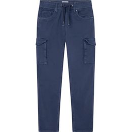 Pepe Jeans Herren Cargohose "Chase", blau, Gr. 8, Twill, Obermaterial: 70% Baumwolle, 28% Polyester, 2% Elasthan, Hosen