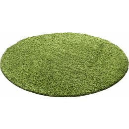 Hochflor-Teppich, H:30mm &Oslash;:80cm, gr&uuml;n, Ayyildiz Teppiche, Kunstfaser, Teppiche, "Life Shaggy 1500", auch in rechteckig, Wohnzimmer, Langflor, gro&szlig;e