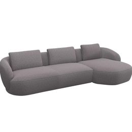 Wohnlandschaft FLEXLUX, B:307cm H:85cm T:146cm, braun, 100% Polyester, Sofas, "Torino, rund, L-Form, Sofa-Ecke mit Recamiere, Longchair-Sofa",