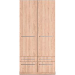 Kleiderschrank Priess, B:94cm H:193cm T:54cm, braun, Holzwerkstoff, Schlafzimmer, Schr&auml;nke, "Schrank Garderobe W&auml;scheschrank Barcelona in 5 Breiten",