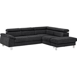 Ecksofa COTTA, B:249cm H:72cm T:100cm, schwarz, Microfaser PRIMABELLE (100% Polyester);Kunstleder SOFTLUX;Feinstruktur (100% Polyester);Kunstleder