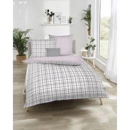 Wendebettwäsche Kaeppel, rosa, Mako-Satin, Obermaterial: 100% Baumwolle, Bettwäsche, "Plaid", angenehm wärmend
