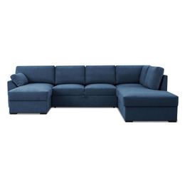 Wohnlandschaft Home Affaire, B:309cm H:88cm T:224cm, blau, 100% polyester, Sofas, "Citry", Breite 309 cm, Chenille, Bettfunktion, Bettkasten, U-Form