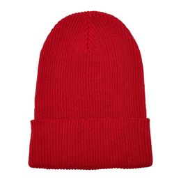 Beanie Flexfit "Flexfit Accessoires Recycled Yarn Ribbed Knit Beanie", Damen, Gr. onesize, rot, Kunstfaser, Mützen Beanie