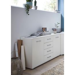 Kombikommode Priess, B:123cm H:71cm T:38cm, wei&szlig;, Holzwerkstoff, Schlafzimmer, Sideboards, "Lindau"