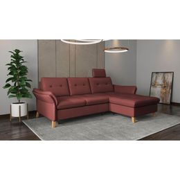 Sit & More Ecksofa SIT & MORE, B:268cm H:90cm T:176cm, rot, Wohnzimmer, Sofas, "G&ouml;teborg", Sitztiefenverstellung und Federkern, wahlweise mit Bettfunktion