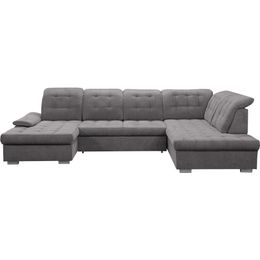 Wohnlandschaft WERK2, B:332cm H:105cm T:217cm, grau, 92% Polyester, 8% Nylon, Sofas, "Kordula-New Multifunktion Couch, Breite 332cm, U-Form", Sofa in