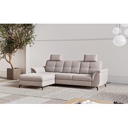 Sit & More Ecksofa SIT & MORE, B:262cm H:92cm T:164cm, grau, 100% Polyester, Wohnzimmer, Sofas, "Zora", wahlweise mit Bettfunktion und Bettkasten