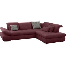 Ecksofa, B:291cm H:80cm T:226cm, rot, SET ONE BY Musterring, Wohnzimmer, Sofas, "SO 4100 mit komfortablen Federkern und Kopfteilverstellung",