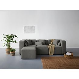 3-Sitzer Home Affaire, B:256cm H:76,5cm T:93cm, grau, 100% Polyester, Sofas, "Sundstrup L-Form", Modulserie, individuelle Zusammenstellung