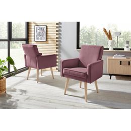 Sessel, B:64cm H:89cm T:67cm, lila, exxpo - SOFA FASHION, Wohnzimmer, Sessel, "Lungo, Loungesessel mit moderner Kedernaht, bequem und elegant",