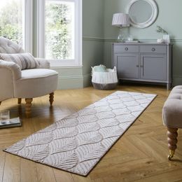 Teppich FLAIR RUGS, B:66cm H:4mm L:230cm, beige, Kunstfaser, Wohnzimmer, Teppiche, "Elm Leaf", In & Outdoor geeignet, Hoch-Tief Effekt, Florales