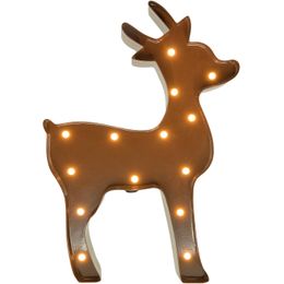 MARQUEE LIGHTS LED Dekolicht "Reindeer", 14, H: 16cm, 1 Stk., braun, Leuchten, Wandlampe, Tischlampe Rentier, Weihnachten 14 Leuchtmittel - 23x16 cm