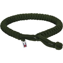 Tommy Hilfiger Herren Armband "AXEL", 19cm, Edelstahl Nylon, grün, Edelstahl, Nylon, Armbänder, mit Emaille