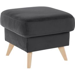 Hocker, B:56cm H:45cm T:56cm, grau, exxpo - SOFA FASHION, Samtvelours (100% Polyester);Webvelours (100% Polyester), Wohnzimmer, Hocker, "Nappa mit