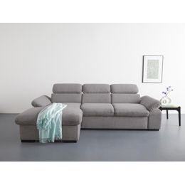 Ecksofa COTTA, B:250cm H:73cm T:165cm, grau, 90% Polyester, 10% Polyamid, Wohnzimmer, Sofas, "Lola L-Form mit Kopfteilfunktion & Hocker", wahlweise