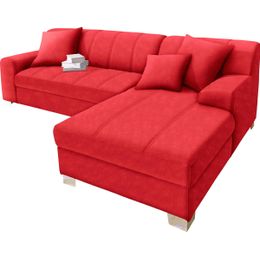 Ecksofa DOMO collection, B:239cm H:75cm T:82cm, rot, Wohnzimmer, Sofas, "Turah incl. Zierkissen, moderne Steppung, auch in Leder", wahlweise mit