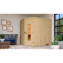 Weka Sauna "Element-Ecksauna VARBERG 2", Bio-Ofen, externe Steuerung, 7,5 kW, beige, Saunen, vorgefertigte Elemente, isolierte Holzt&uuml;r