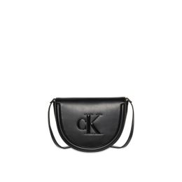 Calvin Klein Damen Umhängetasche "RAISED CK SADDLE CROSSBODY", schwarz, Lederimitat, unifarben, Taschen, Damen Schultertasche, Handtasche,