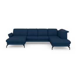 Sit & More Wohnlandschaft SIT & MORE, B:338cm H:84cm T:207cm, blau, Sofas, "Fashion U-Form", wahlweise mit Kopfteilverstellung, Vorziehsitz, motorisch,