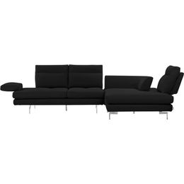 Ecksofa Calia italia, B:288cm H:90cm T:232cm, schwarz, Leder BULL (100% Leder), Wohnzimmer, Sofas, "Toby Wing, L-Form, Designsofa mit sensationellem