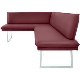 K+w Komfort & Wohnen Eckbank, H:86cm T:60cm, rot, K+W KOMFORT & WOHNEN, Esszimmer, Sitzb&auml;nke, mit Sattlernaht und schmaler Kufe, langer Schenkel rechts oder links