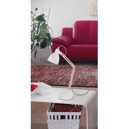 Eglo Tischleuchte "TORONA 1 Tischlampe, Stahl und Holz, E14, IP20, Nachttischlampe, Lampe", 1, &Oslash; 0cm H: 60,5cm, 1 Stk., wei&szlig;, Wohnzimmer, Leuchten,