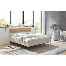 Futonbett Wiemann, B:189cm H:103cm L:204cm, beige, Betten, "Asti", Absetzungen in Bianco-Eiche-Nachbildung, Kufe in Schiefer