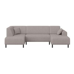 Wohnlandschaft Home Affaire, B:300cm H:81cm T:163cm, grau, 100% Polyester, Sofas, "ARROS U-Form mit Wellenunterfederung, Ma&szlig;e B/T/H: 300/163/81 cm",
