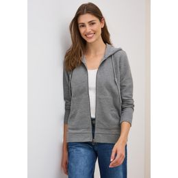 Cecil Damen Sweatjacke, grau, Gr. XL, unifarben, Web, 73% Baumwolle, 19% Polyester, 7% Viskose, 1% Elasthan, Sweatjacken, mit Kängurutasche