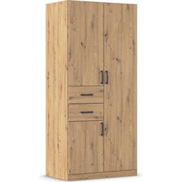 Dreht&uuml;renschrank Rauch, B:91cm H:197cm T:54cm, braun, Holzwerkstoff, Schr&auml;nke, "Kleiderschrank Schrank Garderobe MAIKA mit Dekor-Front", 2