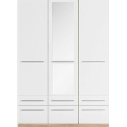 Kleiderschrank Priess, B:140cm H:193cm T:54cm, wei&szlig;, Holzwerkstoff, Schlafzimmer, Schr&auml;nke, "Schrank Garderobe W&auml;scheschrank Barcelona in 5 Breiten",